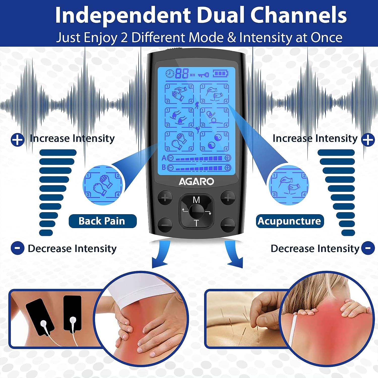 AGARO Dual Channel TENS Massager TM2421 24 Modes